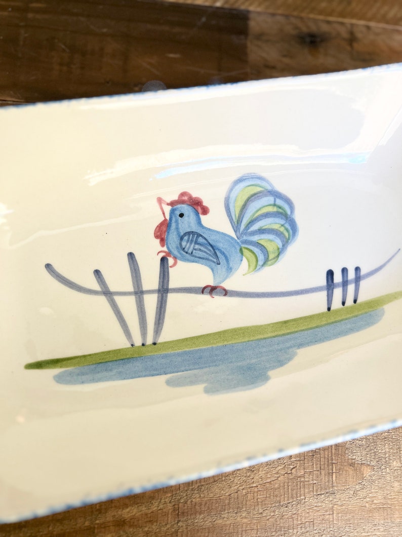 Los Angeles Potteries Stipple Rooster Blue Speckled Rectangle - Etsy