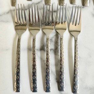 Onedia Cirque Stainless Silver Flatware. Polka Dot Design. Vintage Silverware. Replacements ...
