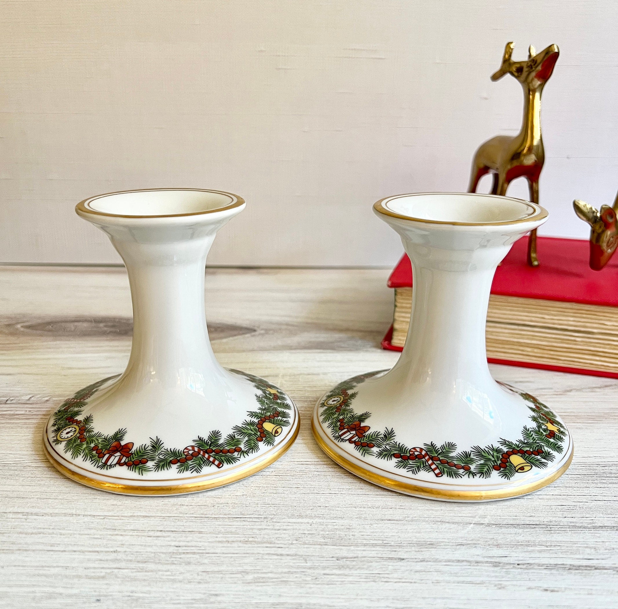 1978 Fitz and Floyd St. Nicholas Candlesticks. Vintage - Etsy