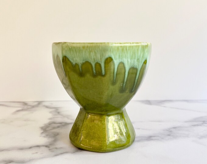 Mid Century Green Drip Glaze Pottery Vase or Indoor Planter. Mid ...