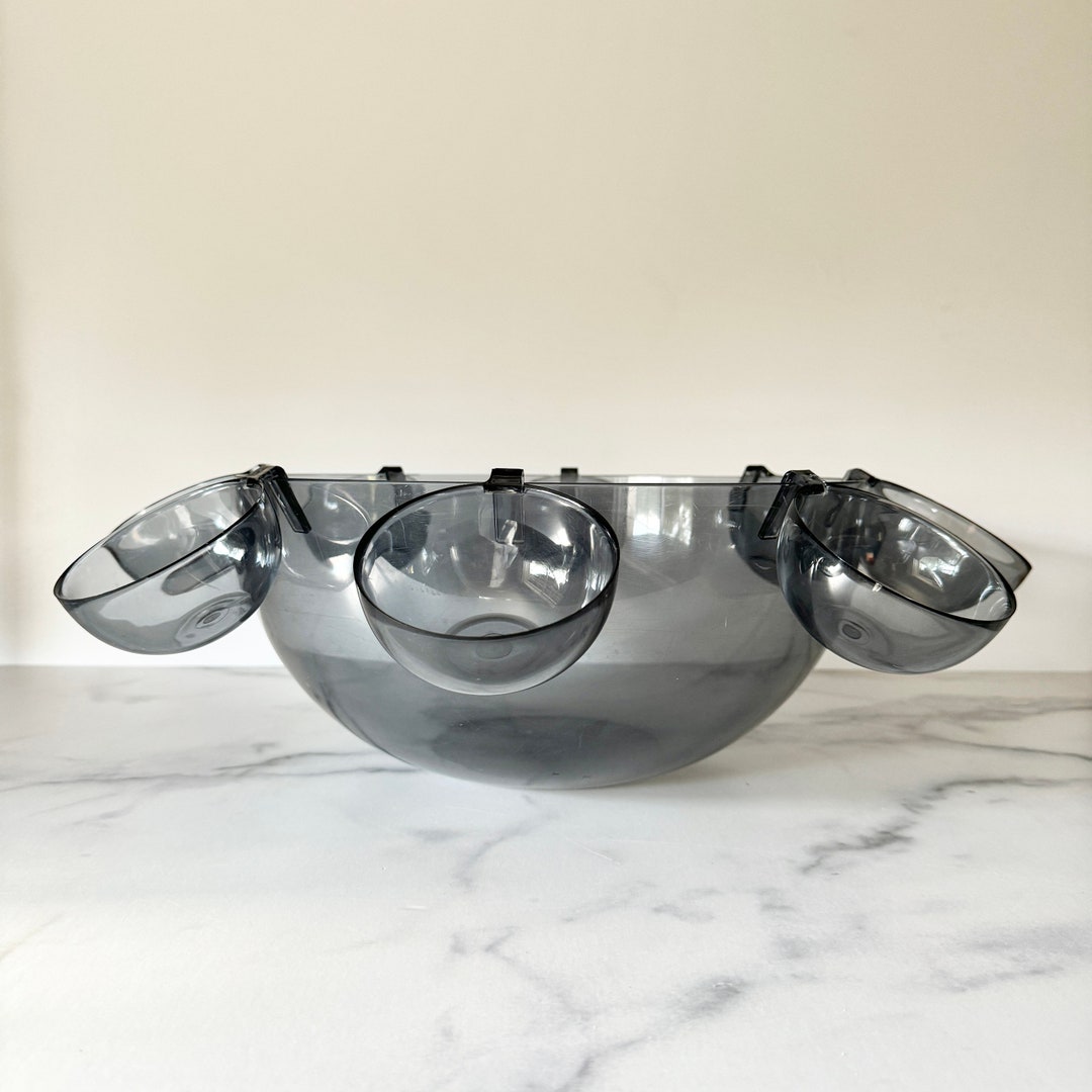Guzzini Acrylic Punch Bowl Set. Smoke Gray Acrylic. Bowl and 8 Cups ...