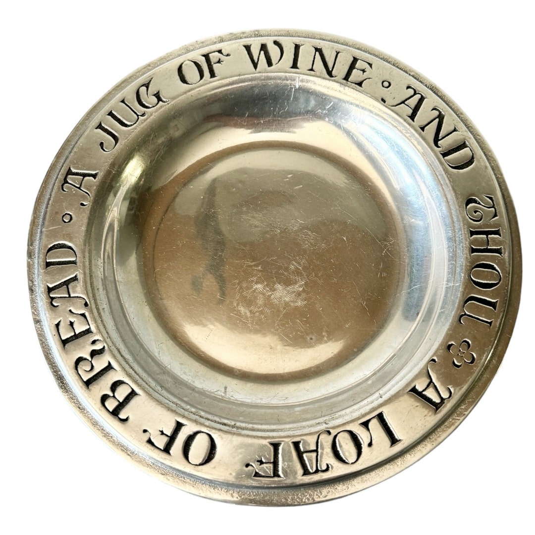 Vintage RWP Wilton-armetale Solid Pewter Plate. A Loaf of Bread, A Jug ...