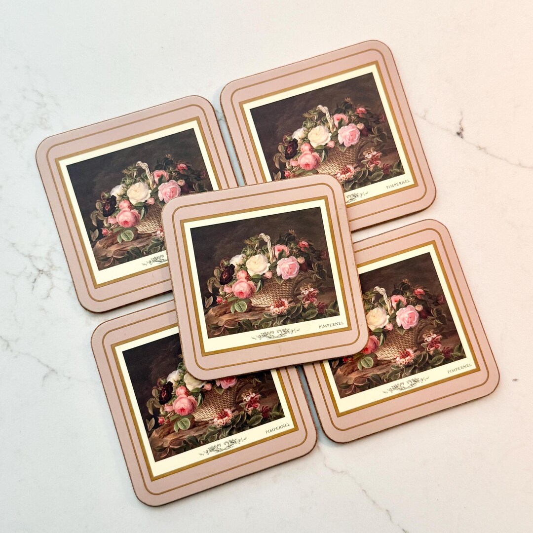 Vintage Pimpernel Floral Coasters: English Roses, Set of 5 - Etsy