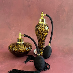 Vintage Murano Art Glass Perfume Bottles Animal Print Tortoise Shell ...
