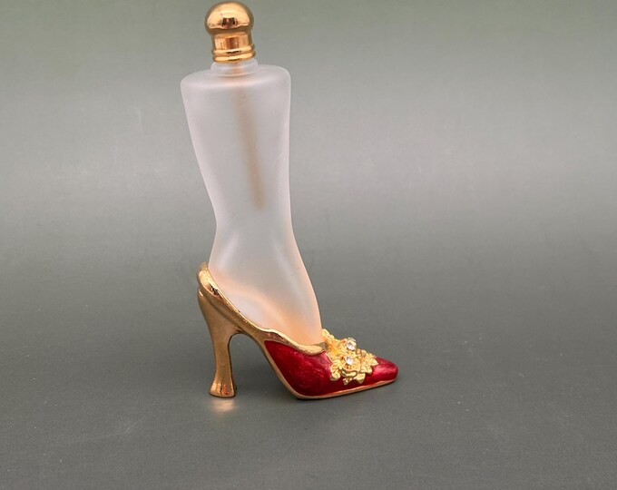Vintage Frosted Glass Red High-heeled Shoe Pump Perfume Bottle 90s ...