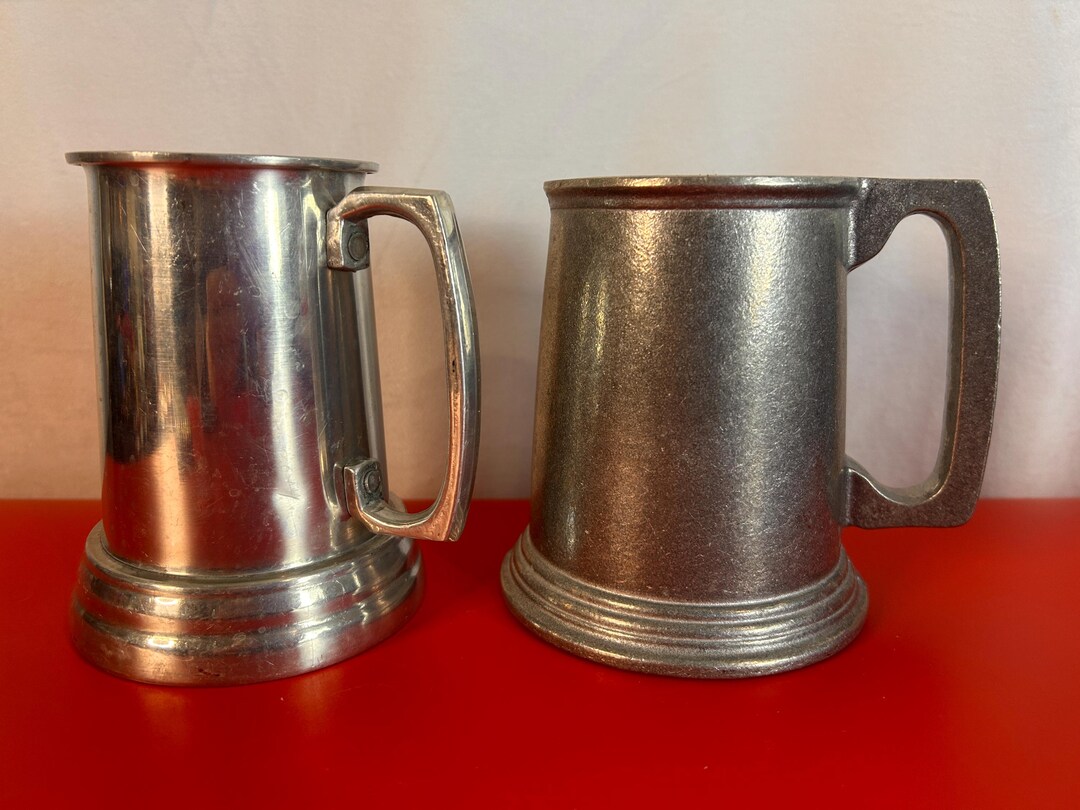Vintage Pewter Beer Steins Two Styles Sold Separately Pewter and Glass ...