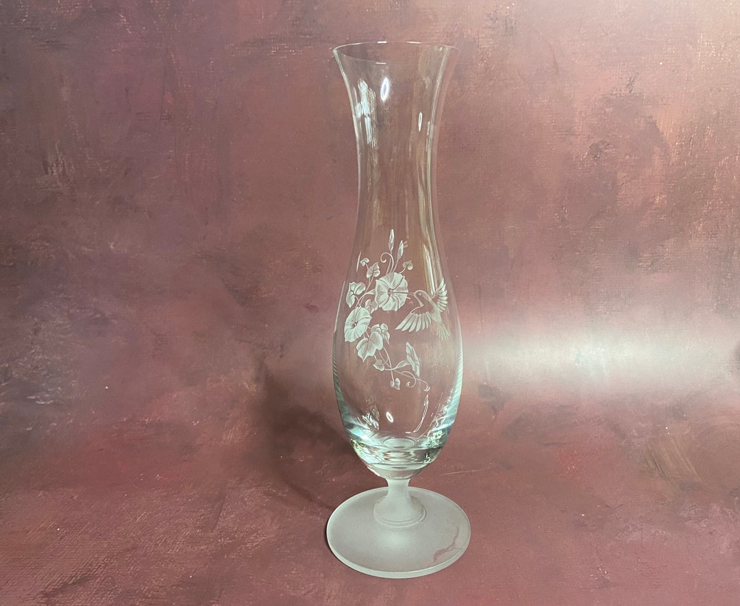 Vintage Avon Etched Hummingbird Vase - Etsy