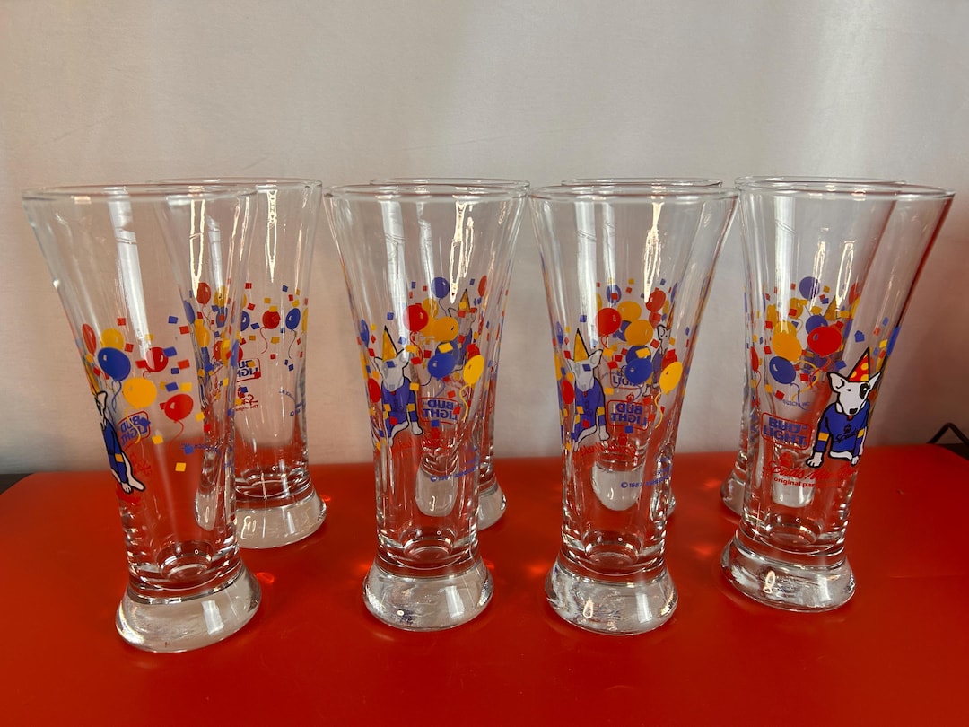 Vintage Spuds Mackenzie Bud Light Tall Beer Glasses Set of 8 - Etsy