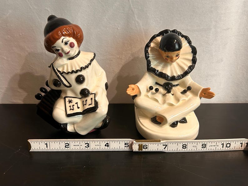 Vintage Porcelain Pierrot Clown Jester Hat Pin Holders Black and White ...