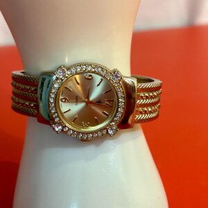 Vintage Gold-tone and Rhinestone Cuff Watch - Etsy