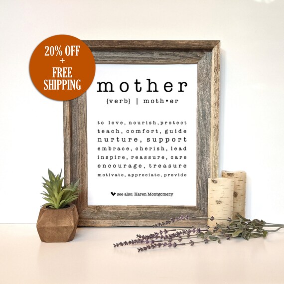 Definition of Mother Print Personalized Gifts for Mom Wall Art - Etsy