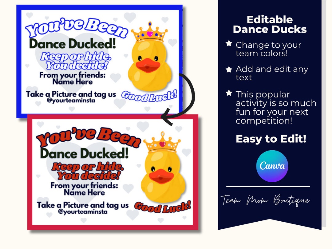 You've Been Dance Ducked | Editable Dance Ducks | Dance Competition - Etsy