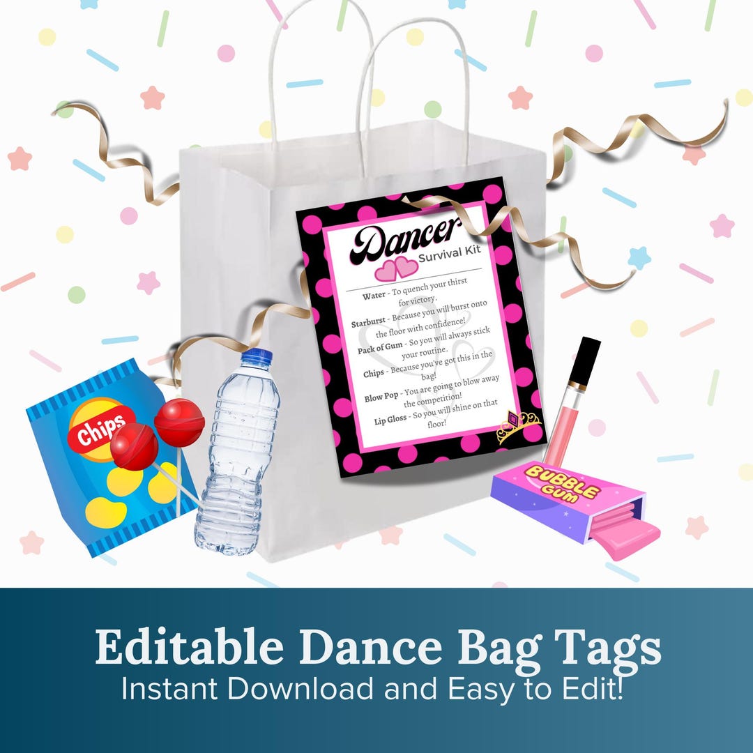 Dance Printables |dance Survival Kit | | Editable Template| Dance Team ...