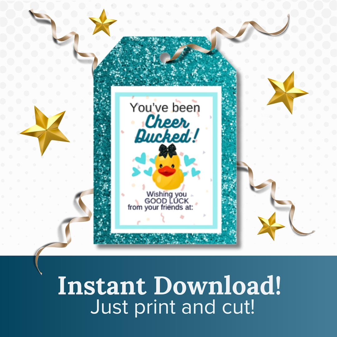 Cheer Duck Tag Printables: Good Luck Gift for Cheer Team (digital ...