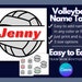 Volleyball Name Tags Volleyball Printables Volleyball Team - Etsy