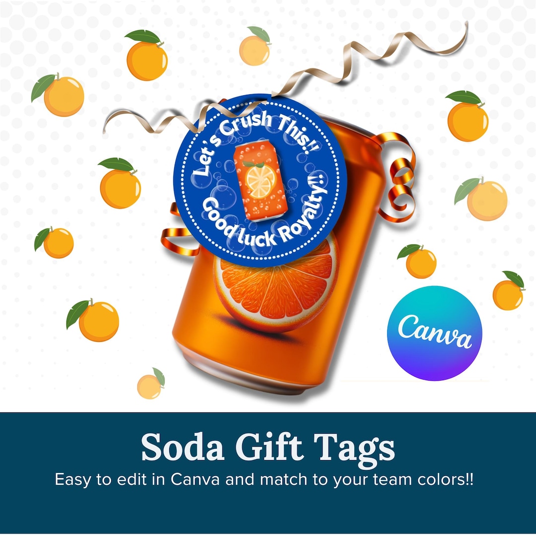Editable Orange Soda Gift Tags: Team Spirit Treats (digital Download ...