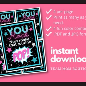 Cheer Printables | Gift for Cheer Team | Pop Rock Gift Tag - Etsy