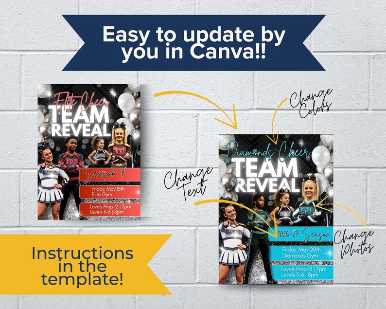 Cheer Team Reveal Template, All Star Flyer, Season Announcement ...