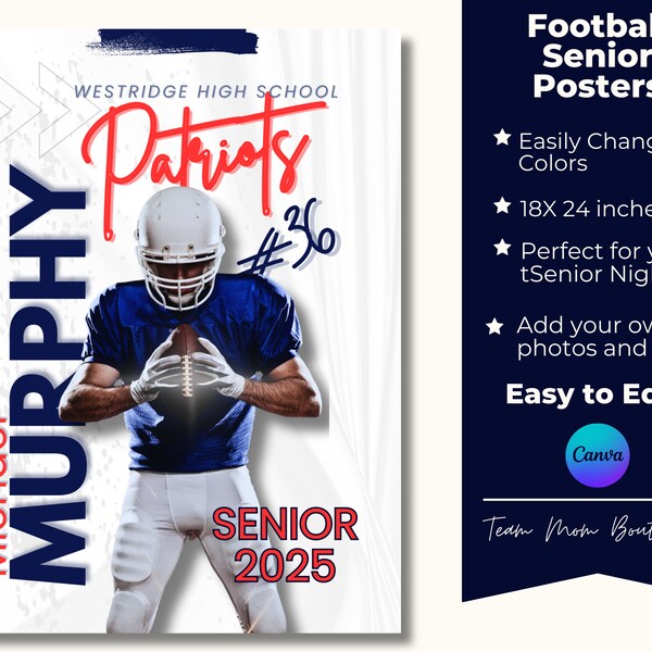 Senior Football Banner Canva Template - Etsy