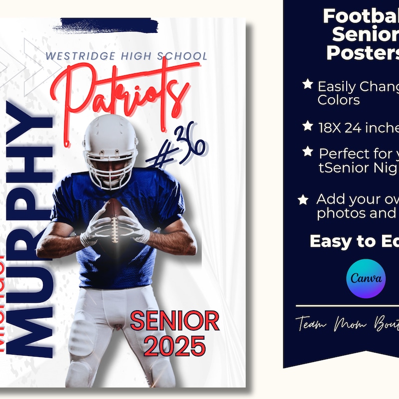 Senior Football Banner Canva Template - Etsy
