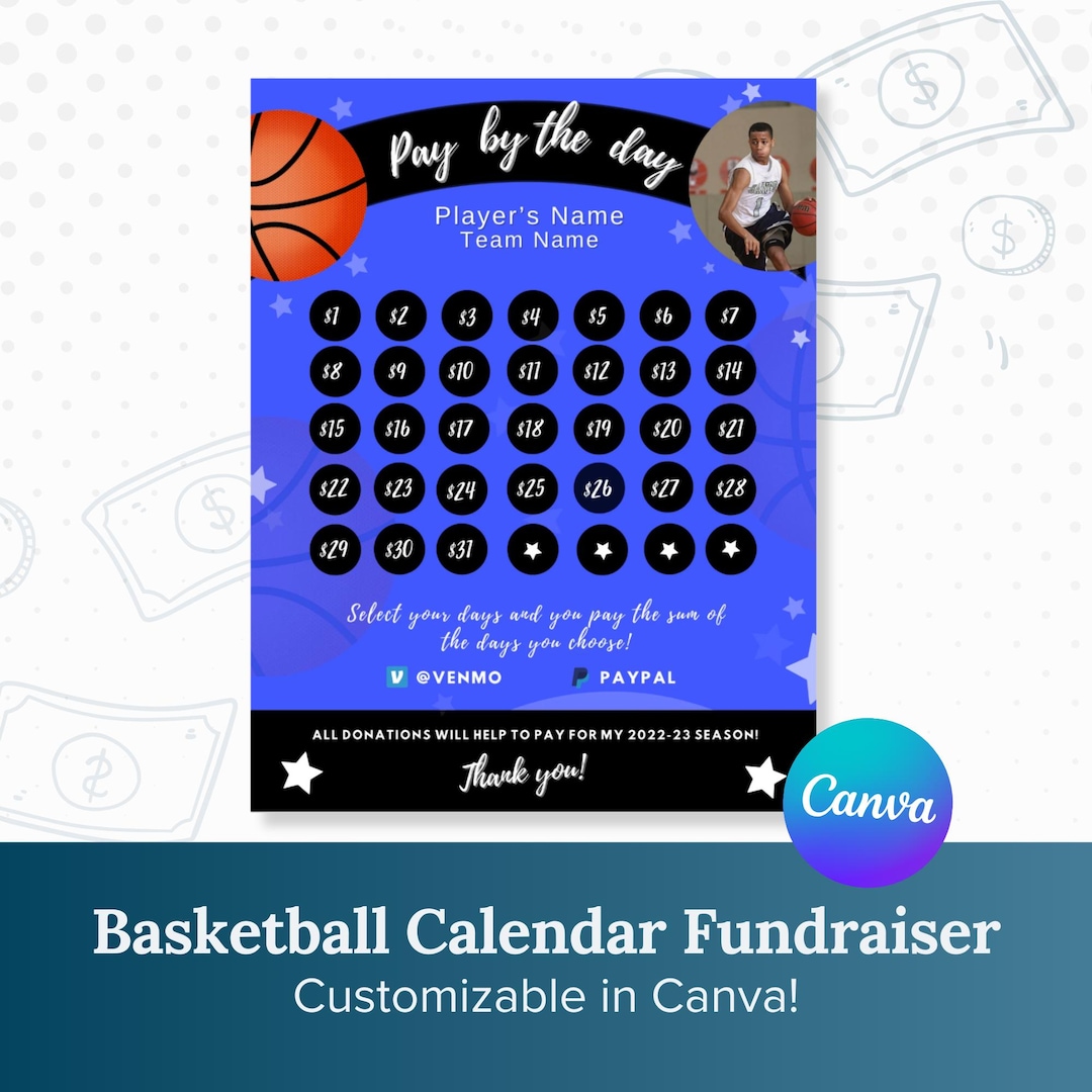 Basketball Calendar Fundraiser Template: Customizable Canva Design ...
