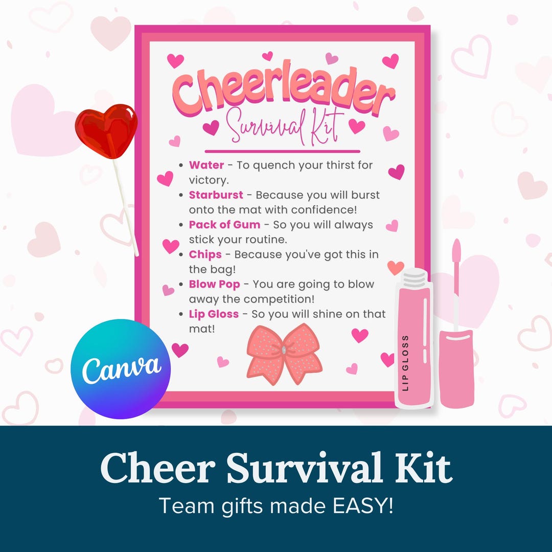 Cheer Survival Kit Template | Editable Cheer Team Gift (digital ...