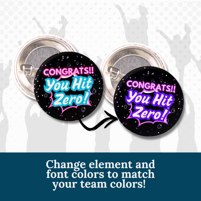 Editable Hit Zero Cheer Pin Template: Design (instant Download) - Etsy