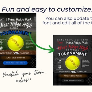 Customizable Softball Tournament Flyer Template | Editable 8.5x11 Canva ...