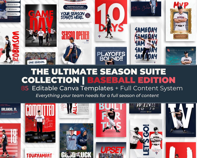 Baseball Canva Templates Bundle, Sports Graphics, Game Day, Player ...