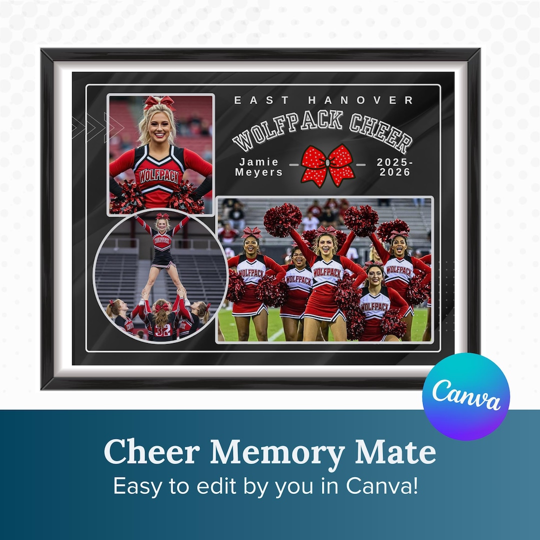 Cheer Memory Mate Template: Editable Team Photo Collage (10x8 Canva ...