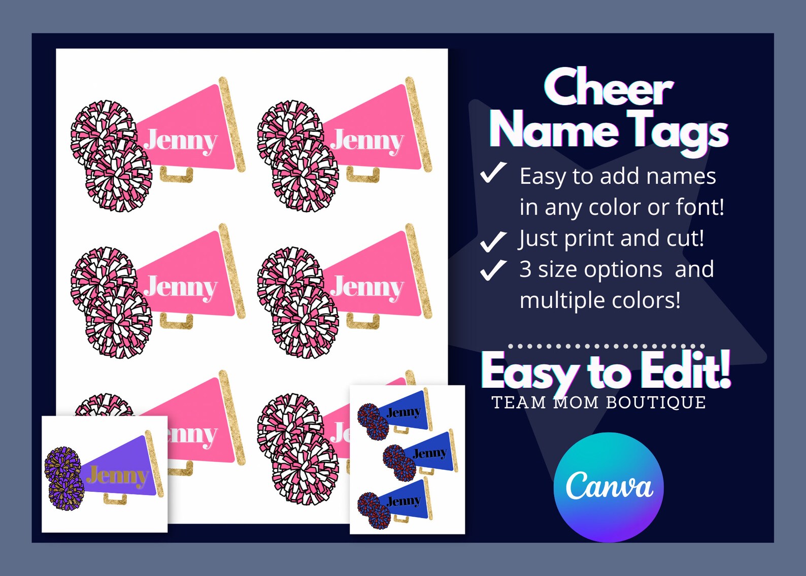 Cheerleading Name Tags Cheerleading Printables Cheer Team - Etsy