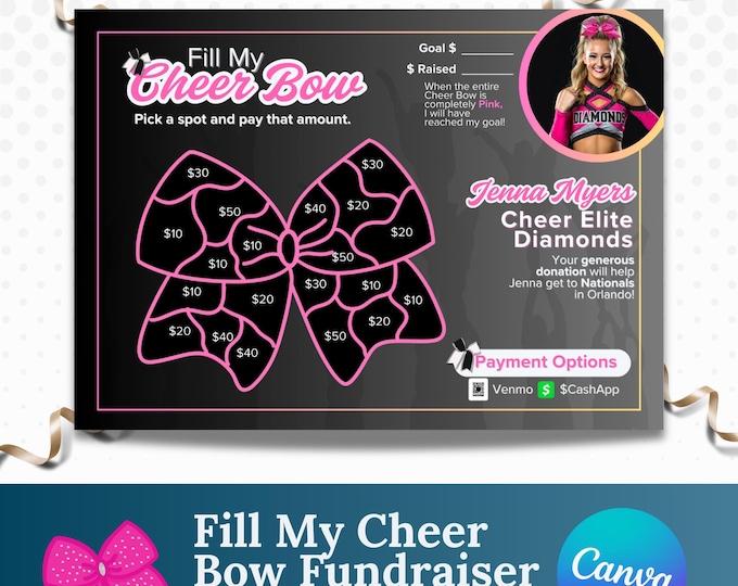 Fill My Bow Printable Cheer Fundraiser | PNG, PDF, and Canva Template ...