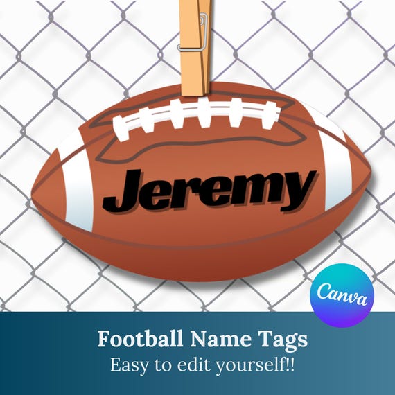 Football Name Tags Printable Football Themed Party Favor Printable Fun