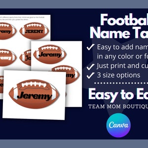 Editable Football Name Tags: Canva Template (digital Download) - Etsy