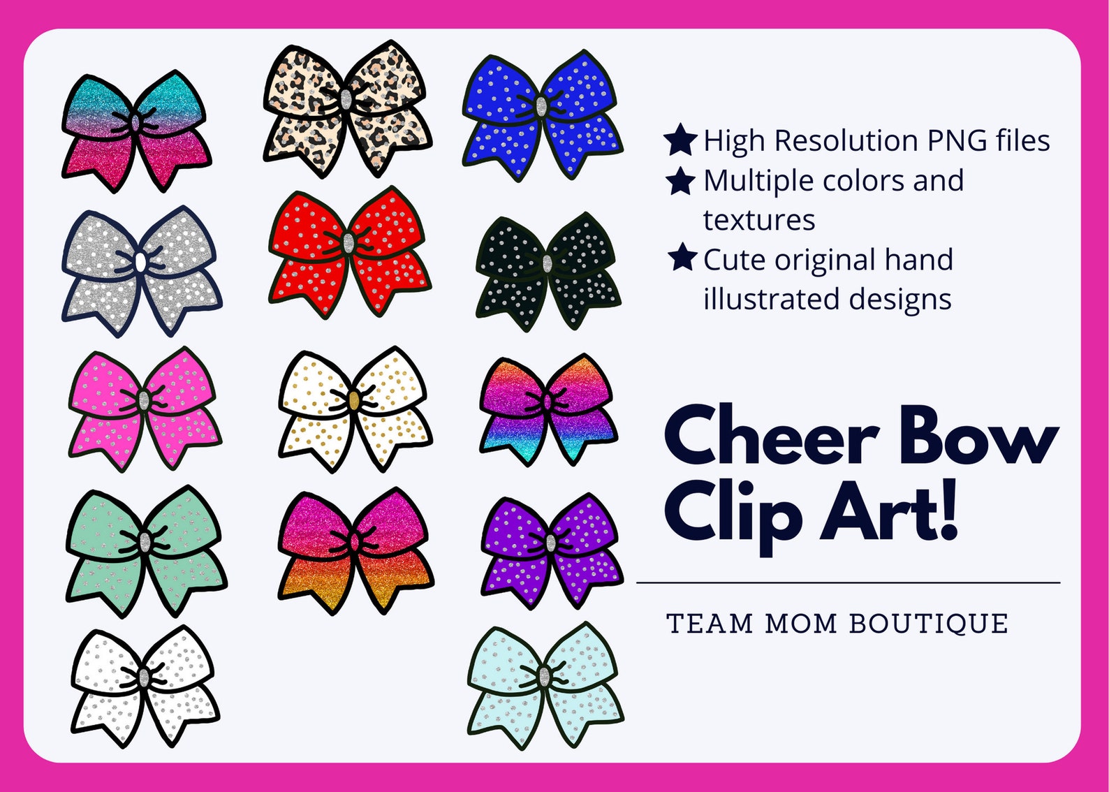 Cheer Bow Clip Art Cheer PNG Files Sparkly Cheer Bows - Etsy