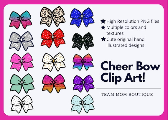 Cheer Bow Clip Art Cheer PNG Files Sparkly Cheer Bows - Etsy