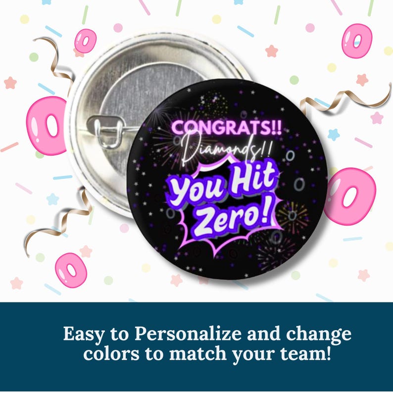 Editable Hit Zero Cheer Pin Template: Design (instant Download) - Etsy