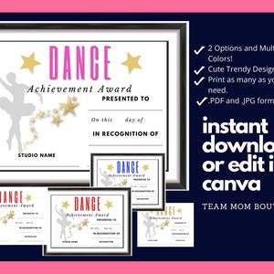 Dance Award Certificate | End of Year Dance Award | Dance Recognition ...