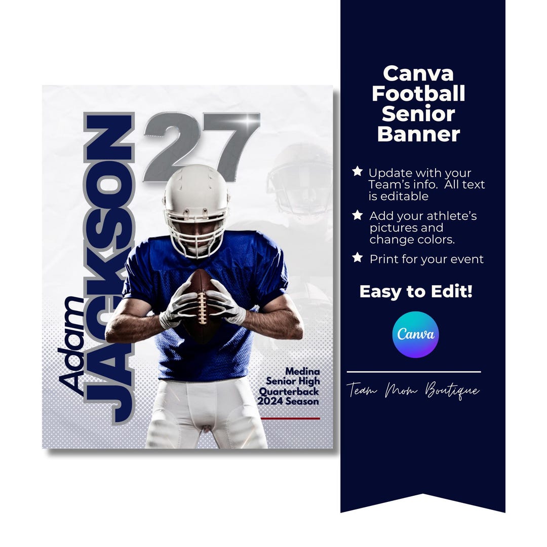 Football Senior Night Poster |football Senior Banner| Customizable ...