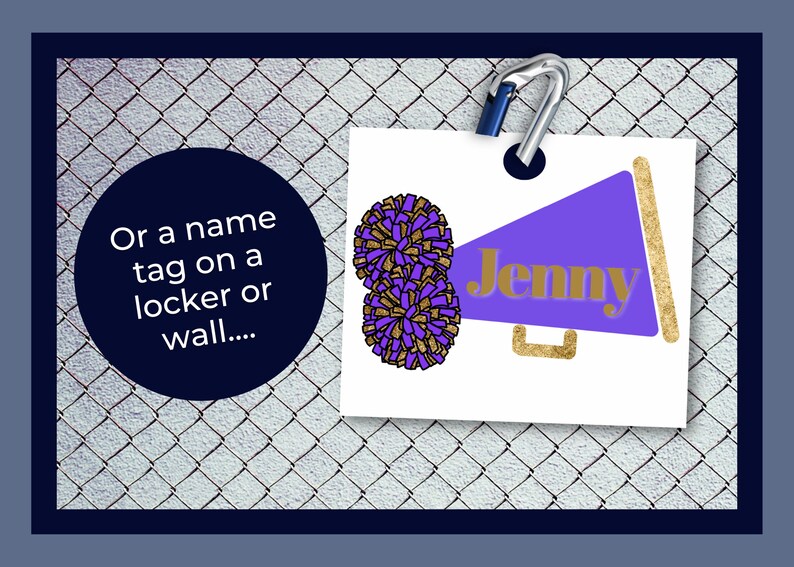 Editable Cheer Name Tags | Printable Megaphone & Pom Tags – Canva ...