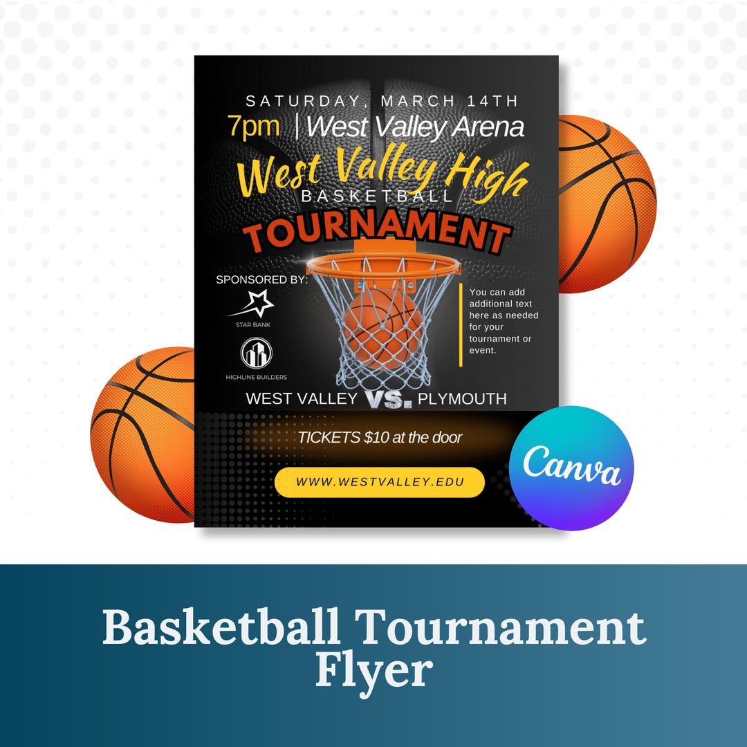 Customizable Basketball Tournament Flyer Template | Editable 8.5x11 ...