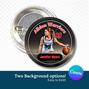Basketball Mom Button Template: Personalized Player Photo Pin (digital ...