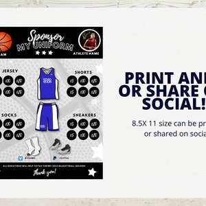 Basketball Fundraiser | Sponsor My Uniform | Basketball Team Ideas - Etsy