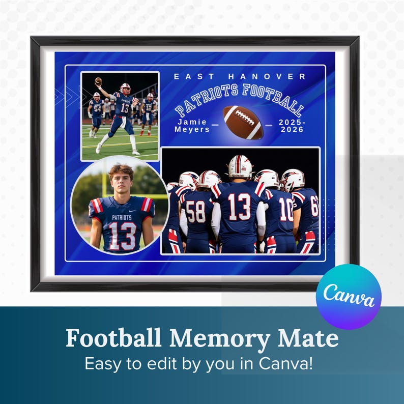 Football Memory Mate Template • 8x10 Photo Collage for Team ...