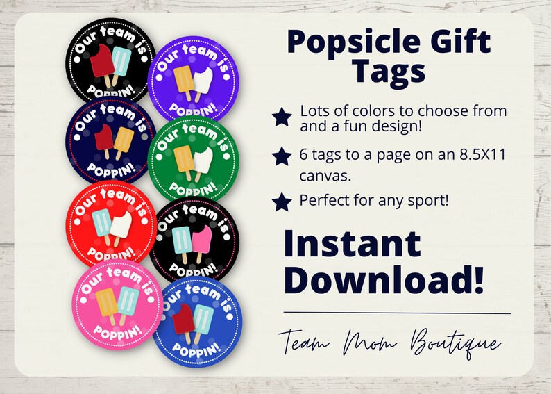Cheer Printables Team Gift Ideas Our Team is Poppin - Etsy