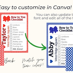 Cheer Team Checklist: Customizable Bow to Toe List (digital Download ...