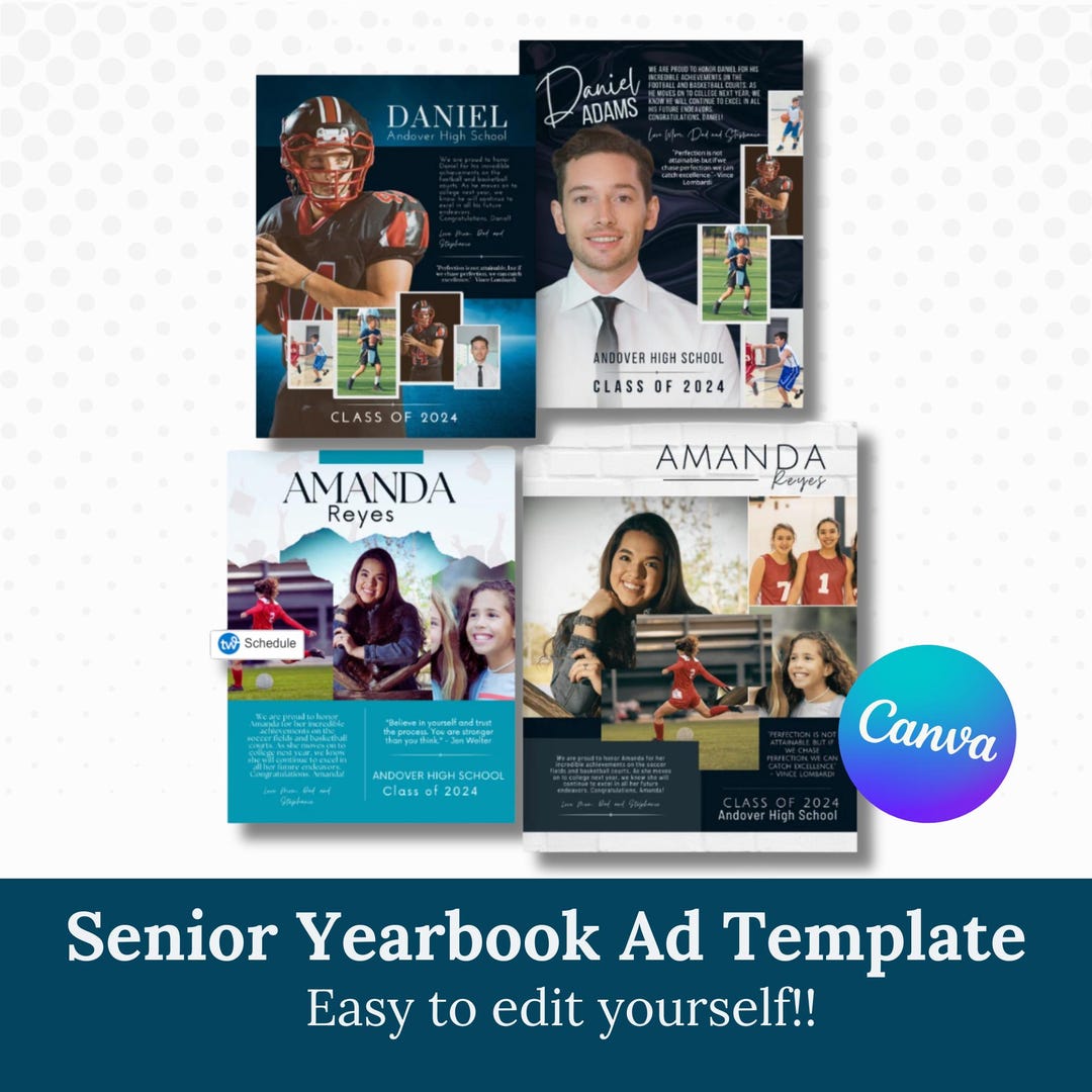 Customizable Yearbook Ad Template | Editable Dedication Page ...