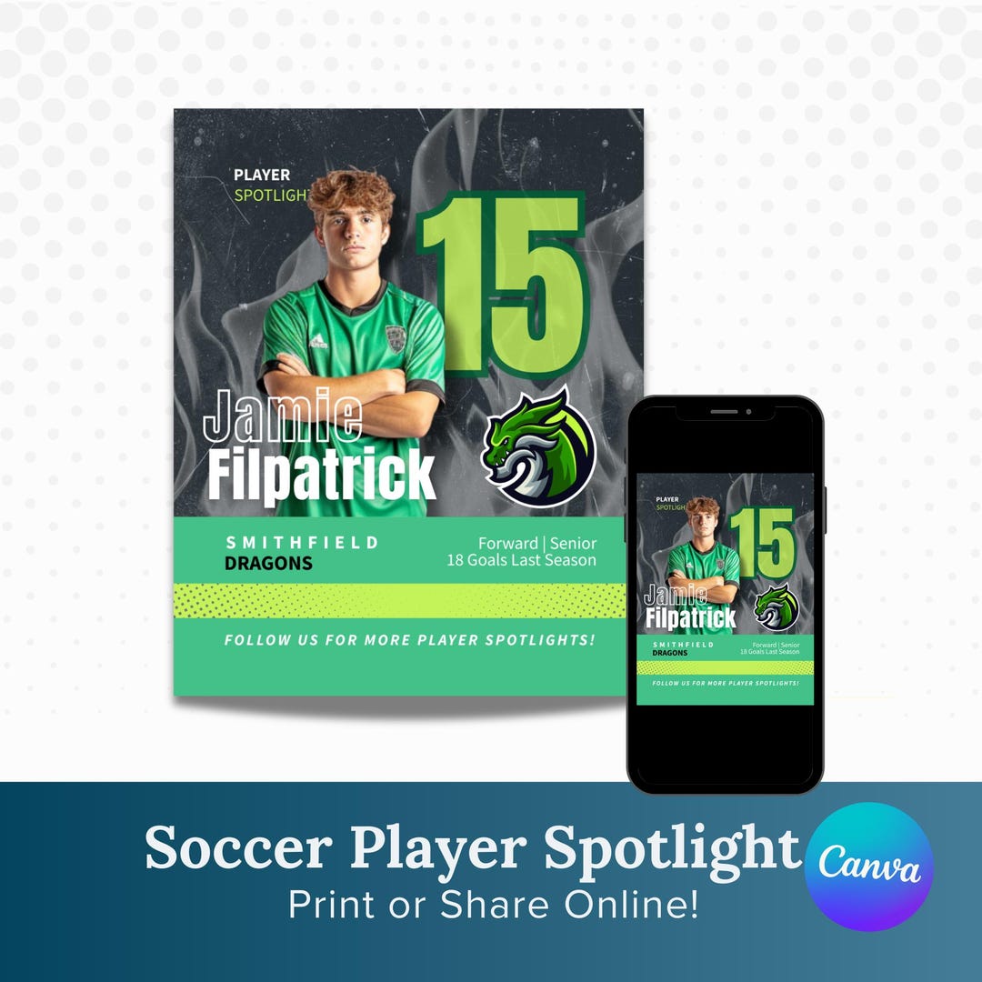 Soccer Player Spotlight Template: Social Media Portrait (digital ...