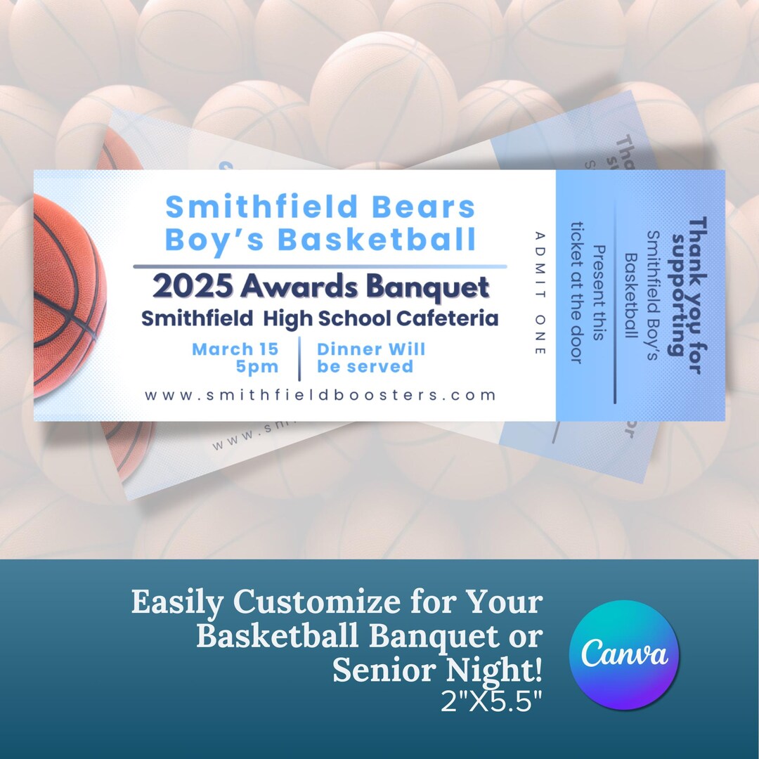 Basketball Banquet Tickets Template | Editable Sports Event Ticket ...