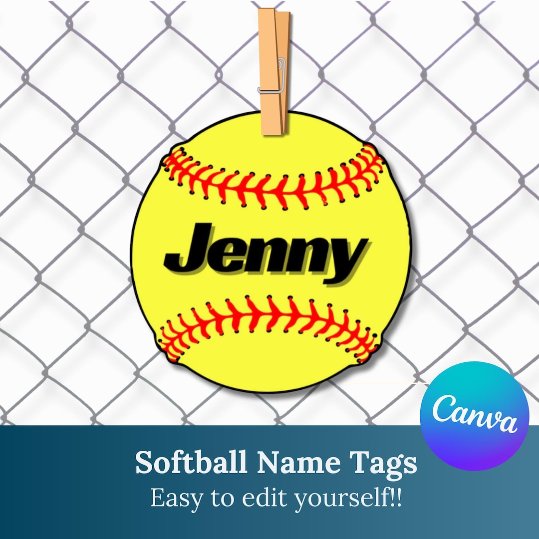 Softball Name Tags: Printable Team Gifts (digital Download) - Etsy
